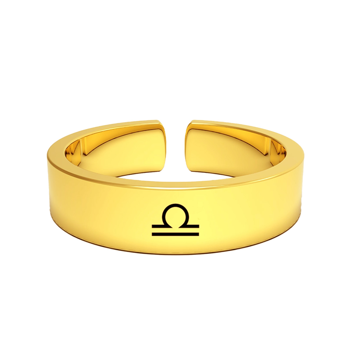 Gold Plated Libra Silver Adjustable Men's Ring
